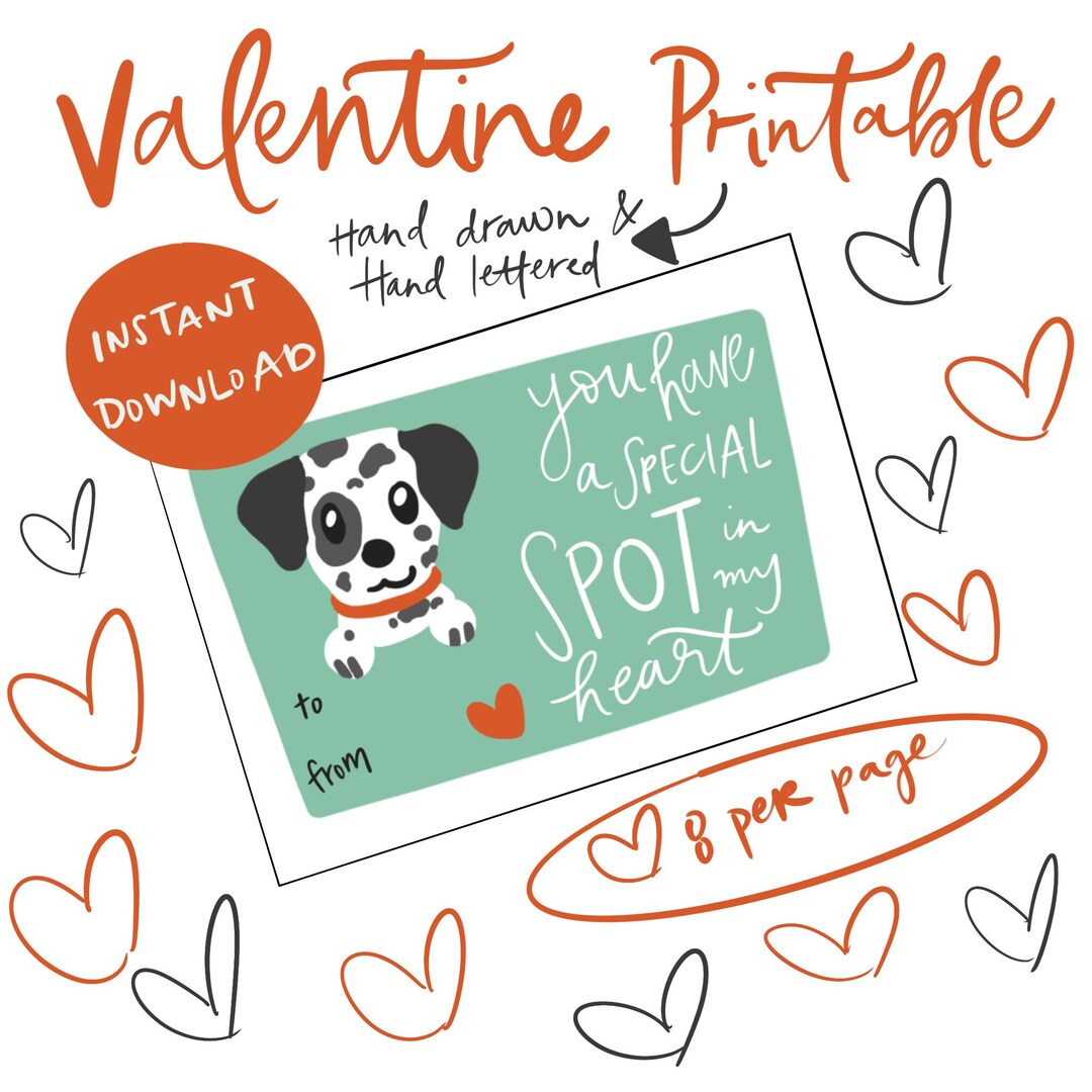 Cute Dog Valentine Printable • Kids Valentines Cards • Puppy Valentine ...