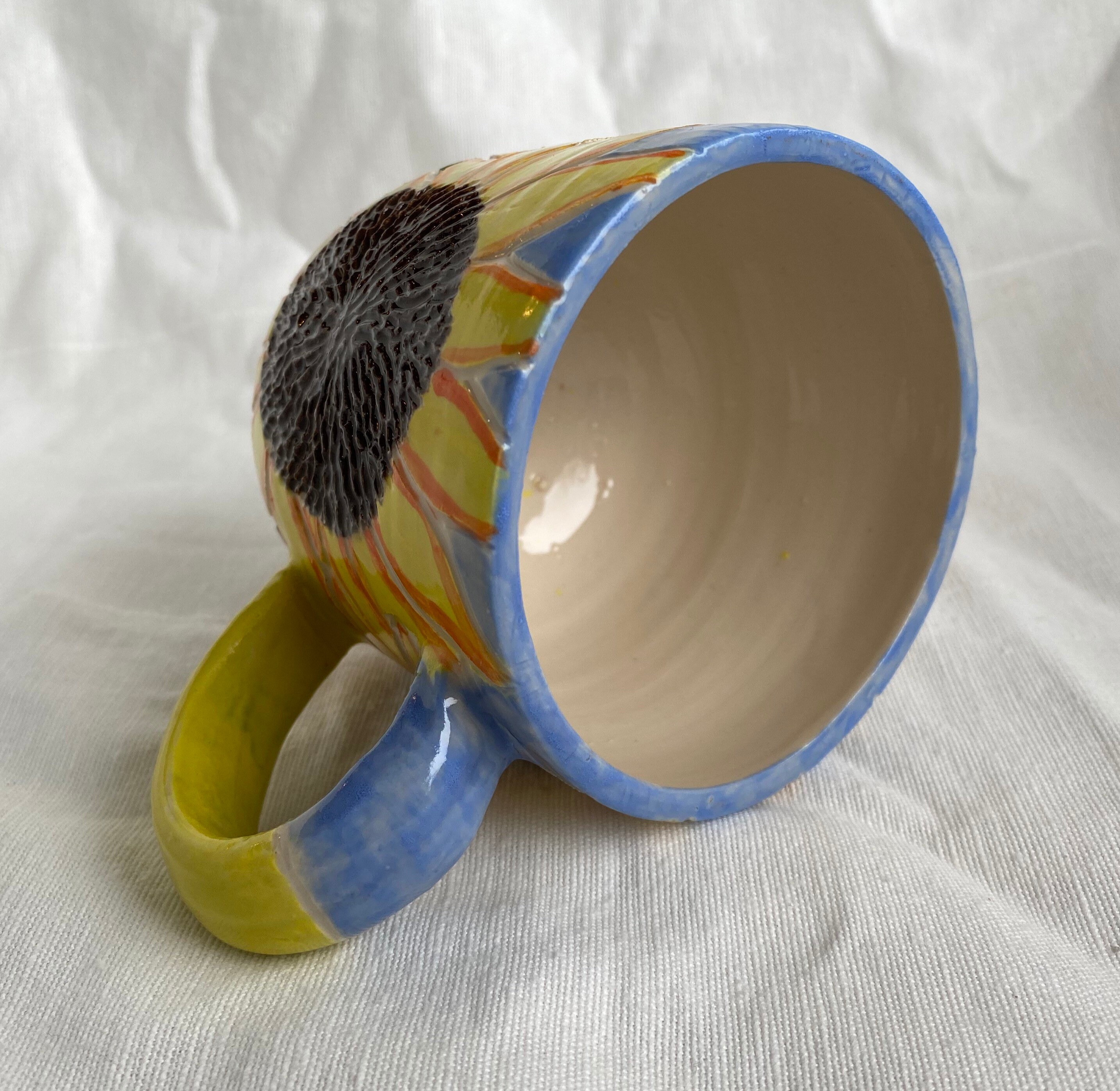 Sunflower Pottery Mug Handmade/ Hand painted | Etsy