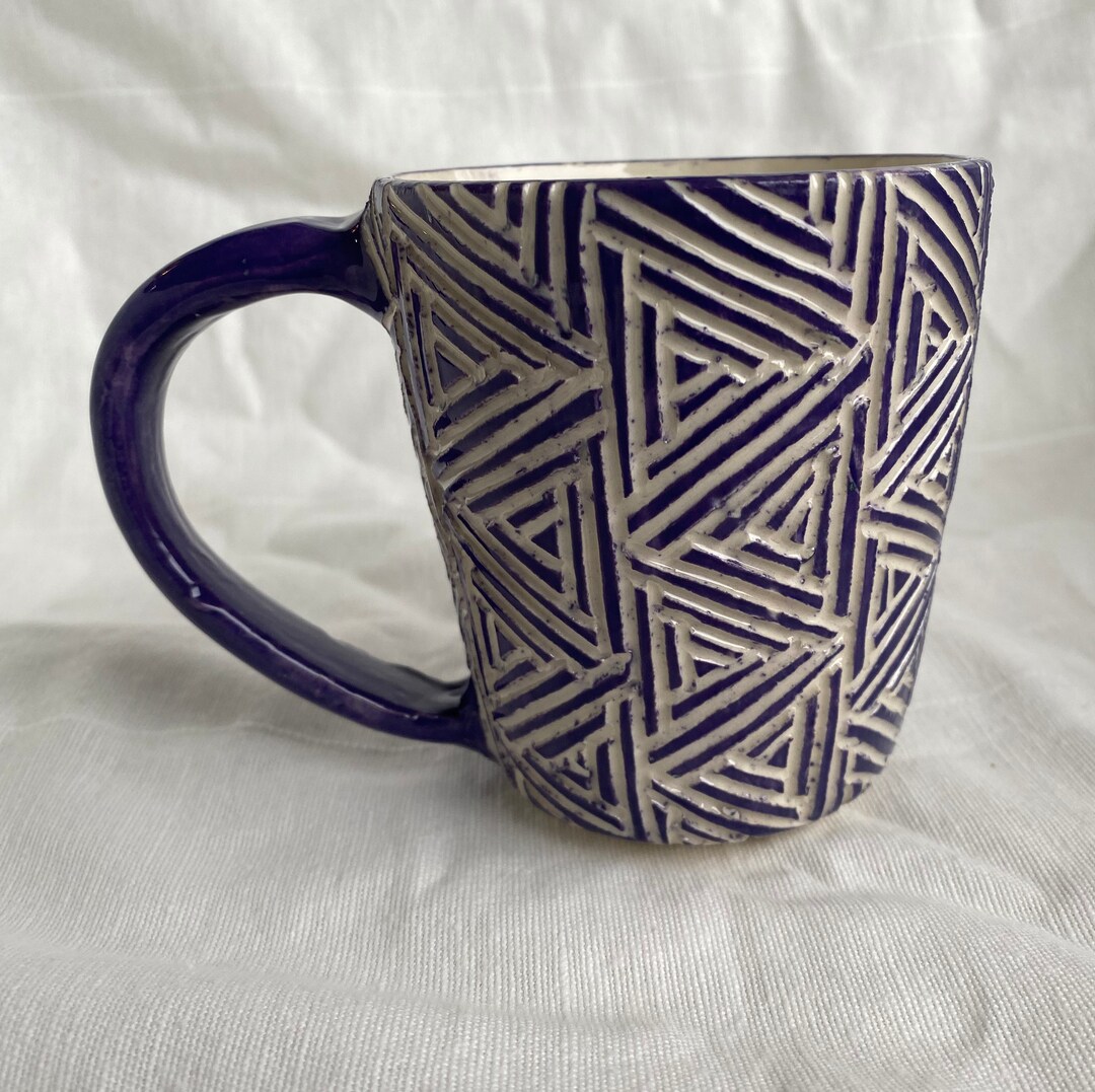 Geometric Pottery Mug- "yara" Cup; Handmade/hand Painted - Etsy