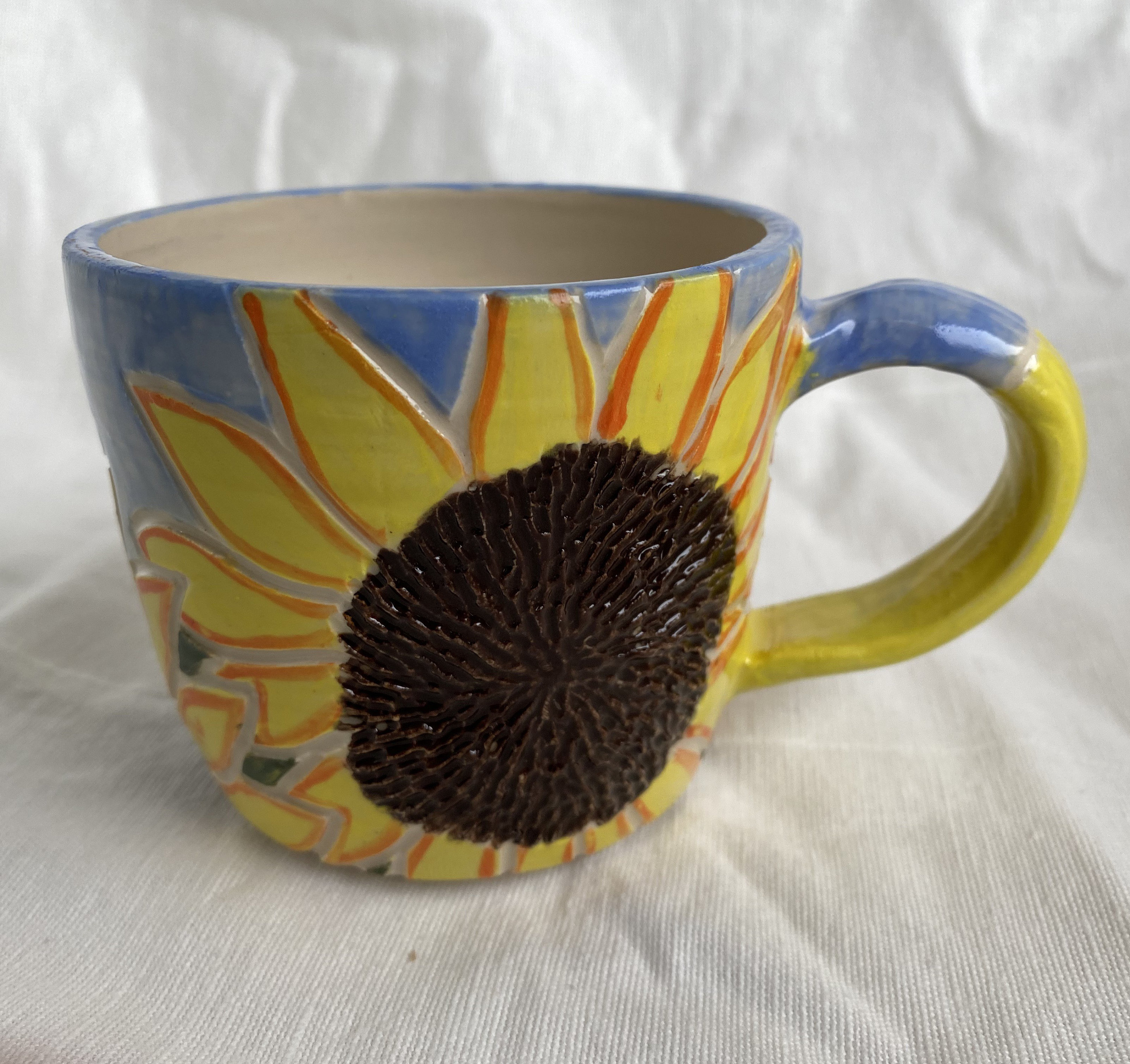 Sunflower Pottery Mug Handmade/ Hand painted | Etsy
