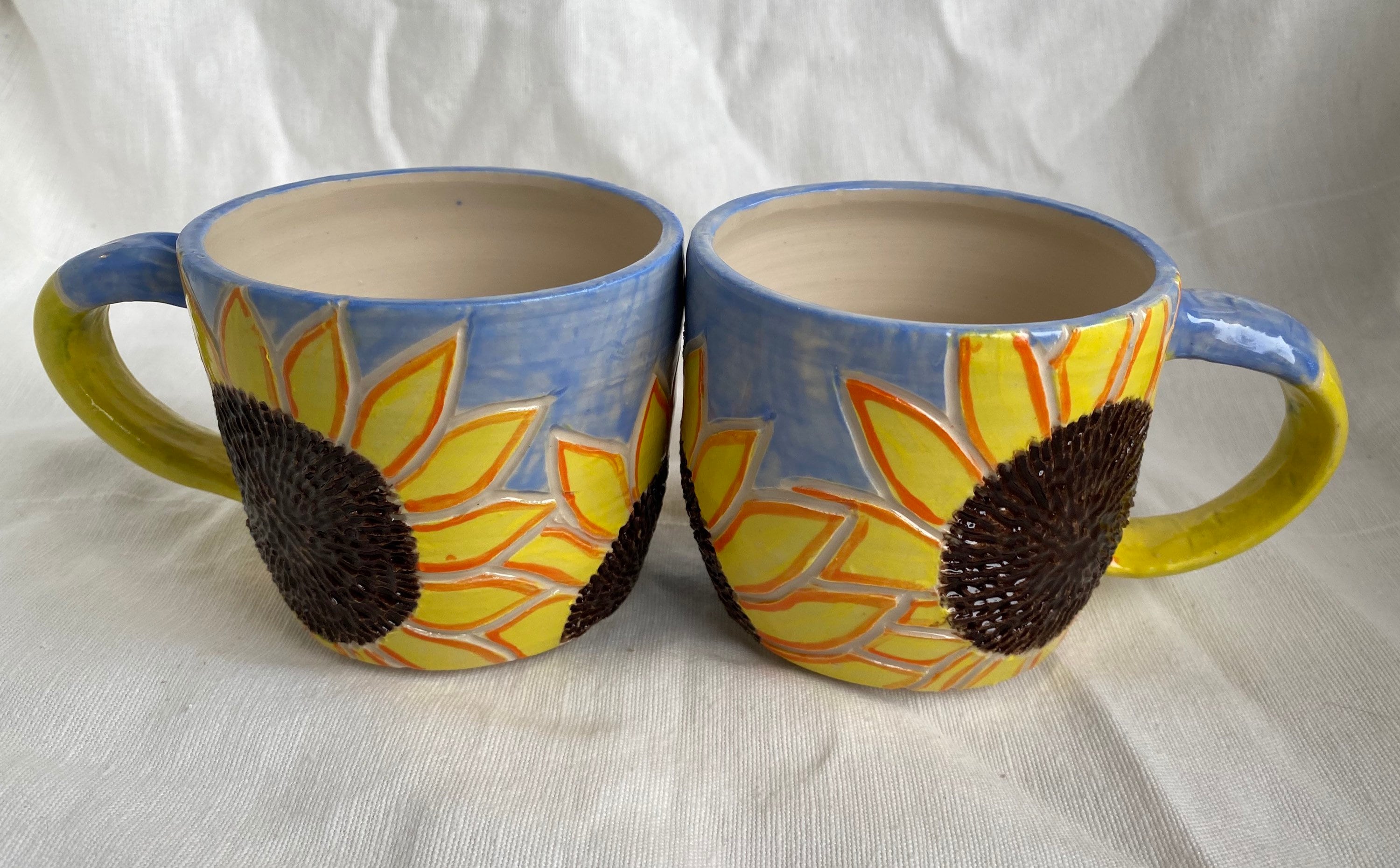 Sunflower Pottery Mug Handmade/ Hand painted | Etsy