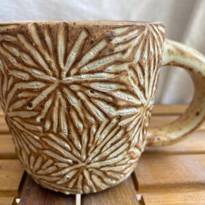 Abstract Contemporary Carved Flower Mug, Handmade - Etsy