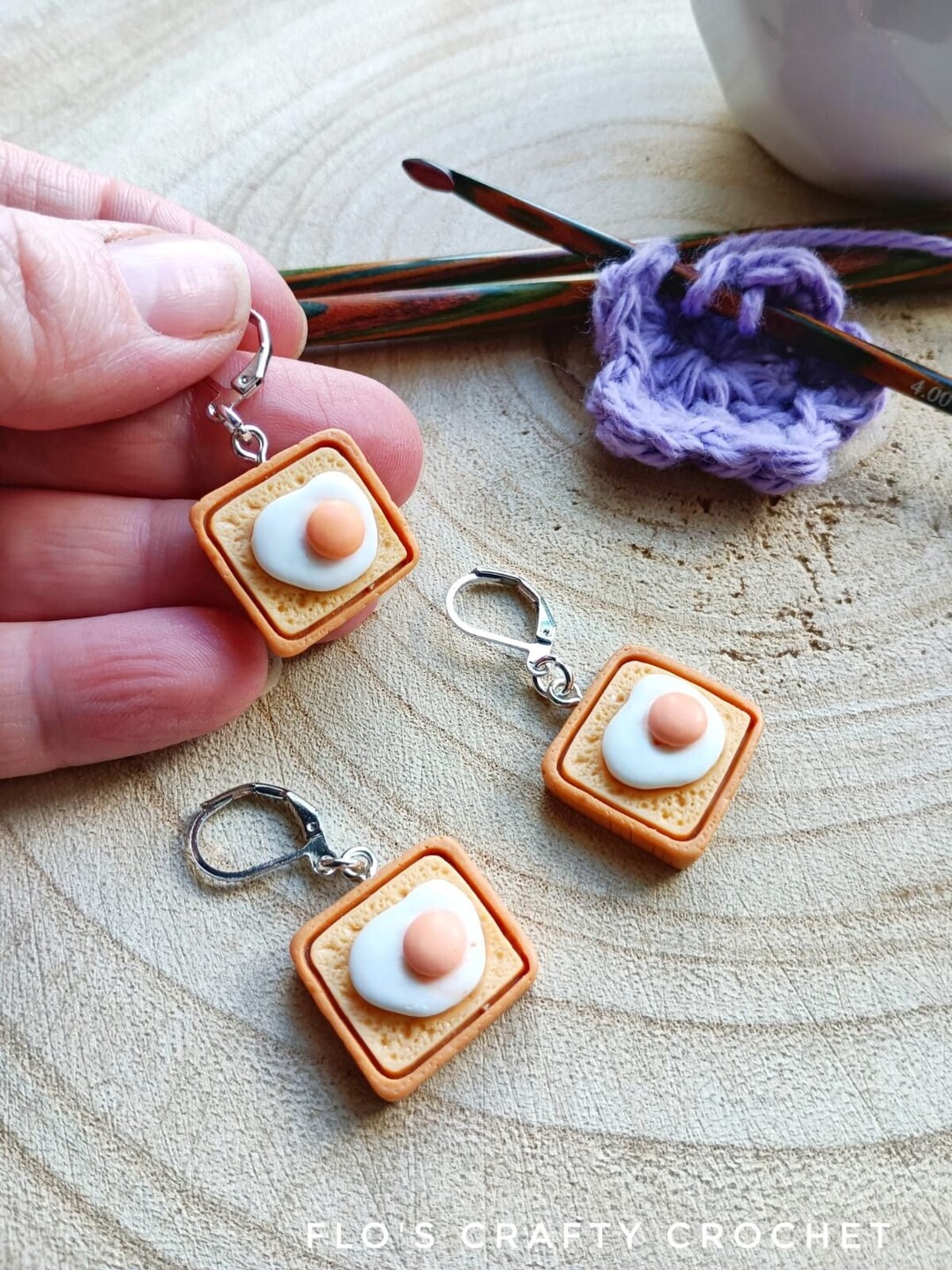 Egg on Toast Stitch Marker: Knitting Crochet Accessory - Etsy