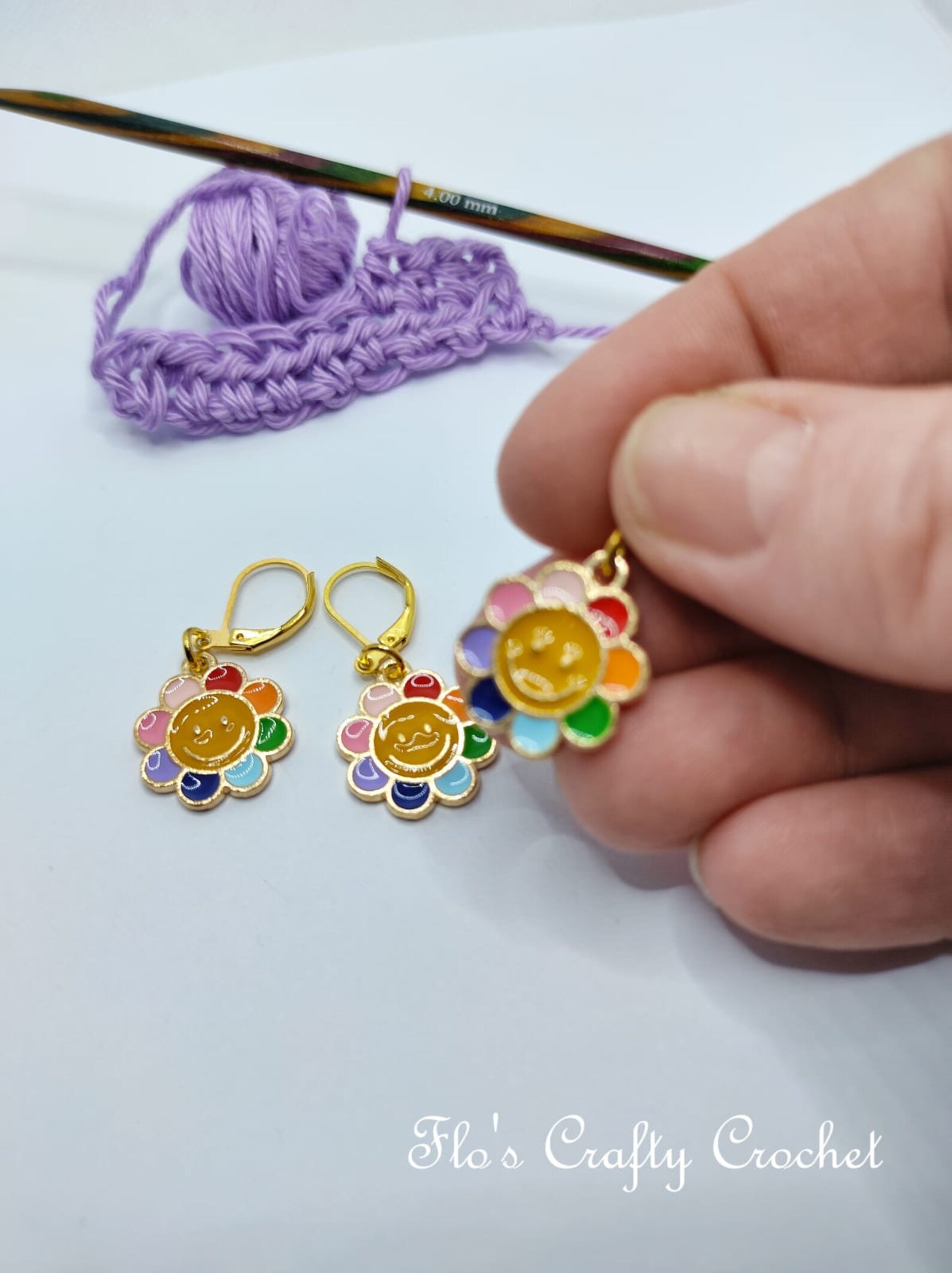 Cute Rainbow Flower Stitch Marker for Crochet or Knitting - Etsy UK