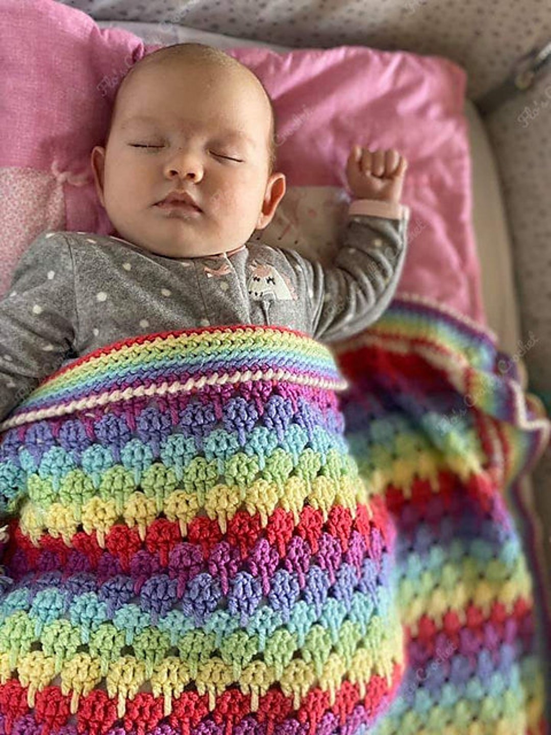 Rainbow Hearts Crochet Blanket Pattern: Beginner Lark's Foot Stitch ...