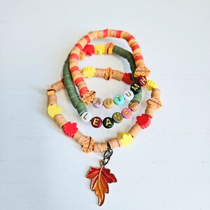 Fall Themed Stretchable Set of Three Bracelets, Colorful, Fun, Whimsey ...