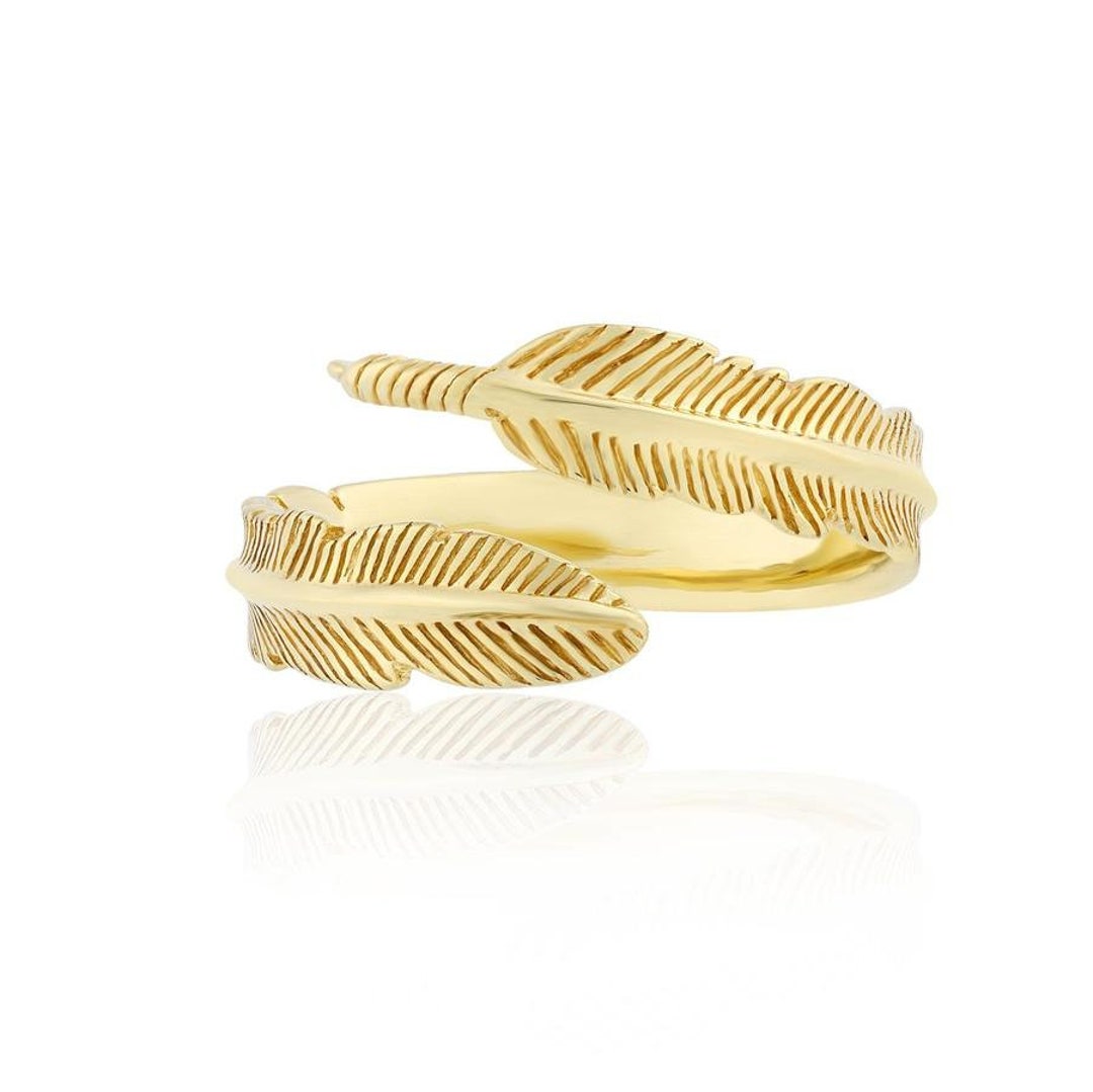 9ct Gold Feather Ring | Adjustable Ring | Angel Wing Ring | Meaningful ...