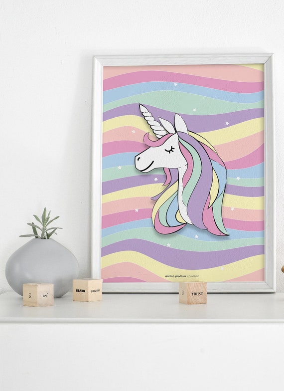 Rainbow Unicorn Poster - Etsy