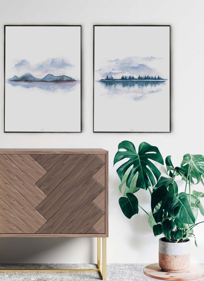 Minimalist Landscape With Hills Poster - Etsy