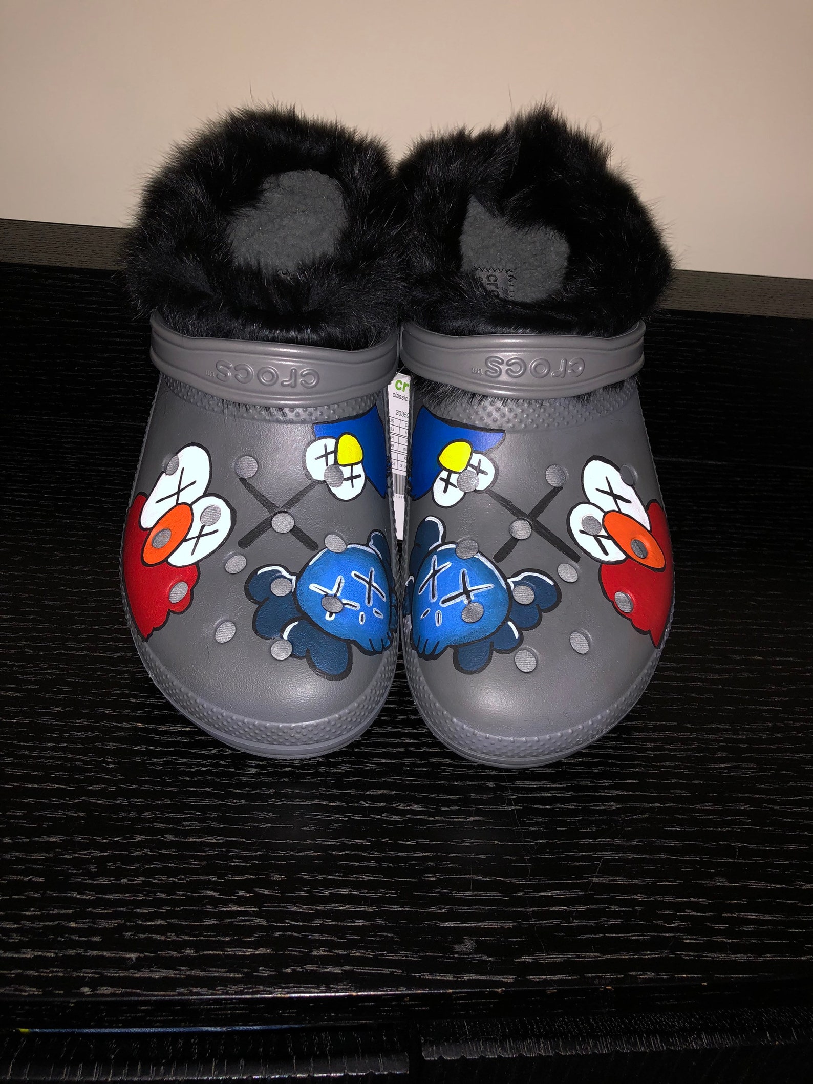 Personalized Fur Lined Croc - Cool Custom Size and Black Fur Addition ...