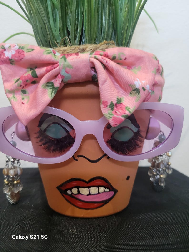 Clay 6 Inch Pot Head Planter - Etsy