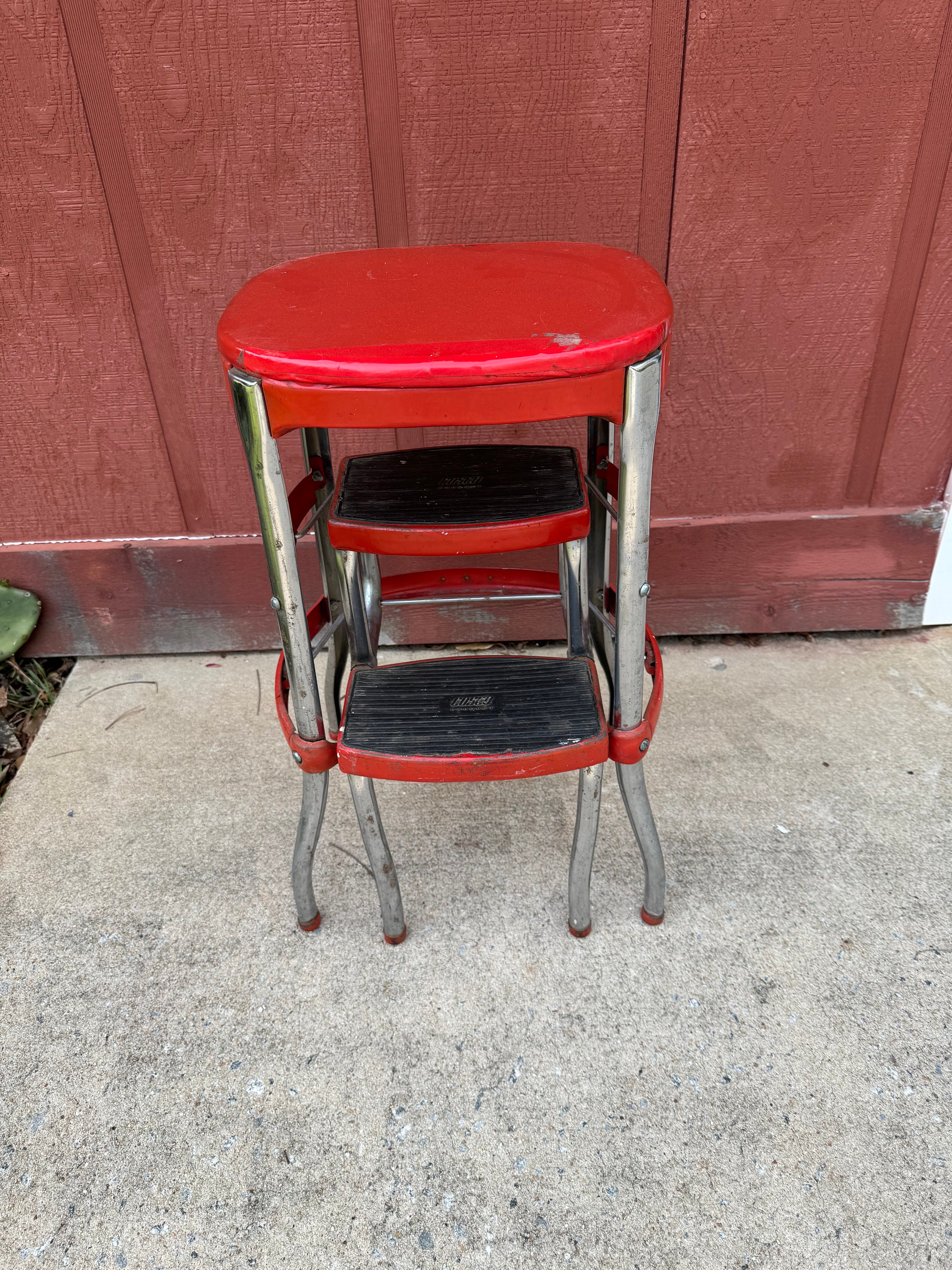 Cosco Red and Chrome Step Stool - Etsy