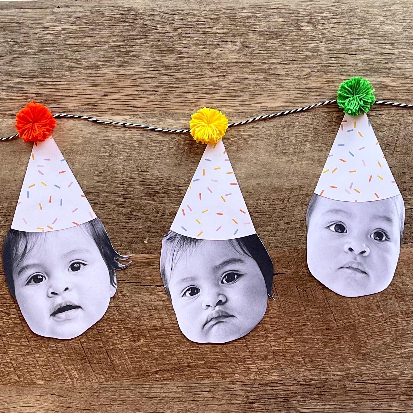 Custom Face Banner, Party Hats With Pom Poms, Patterned Hats - Etsy