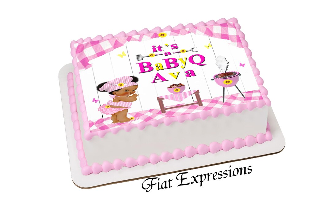 Baby-q Baby Shower Edible Cake Image, Girl Pink & Yellow Digital File ...