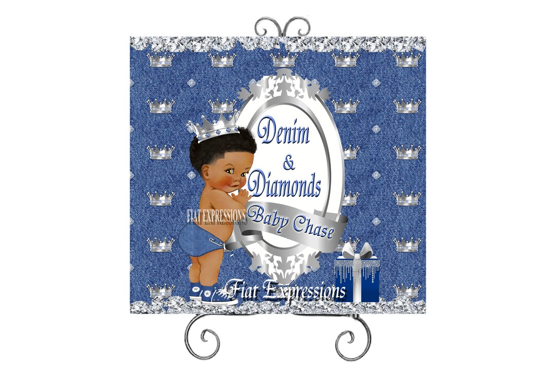 Denim & Diamonds Boy Baby Shower Poster Backdrop Digital File - Etsy