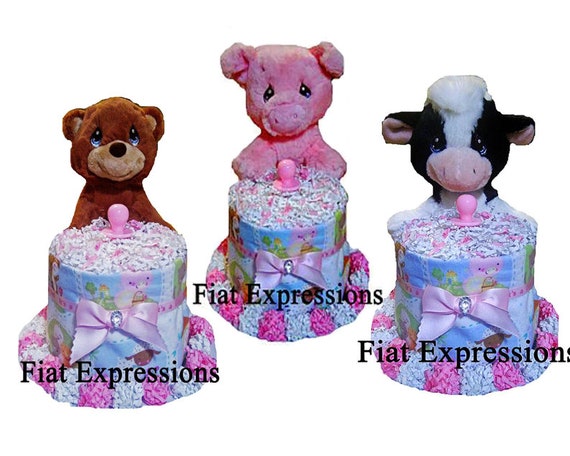 Nursery Rhyme Pink Mini Diaper Cake, Teddy Bear Mini Diaper Cake, Pig ...