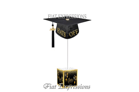 College Graduation Cap Centerpiece, Graduation Black and Gold ...