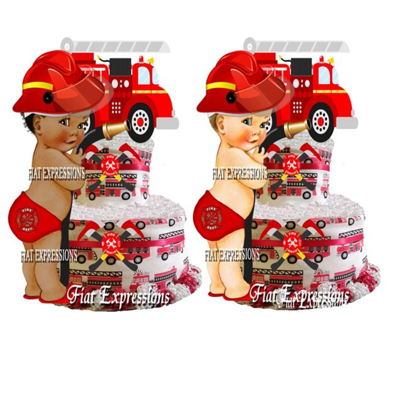 Fire Truck Diaper Cake/firefighter Diaper Cake/fireman Diaper Cake 2 ...