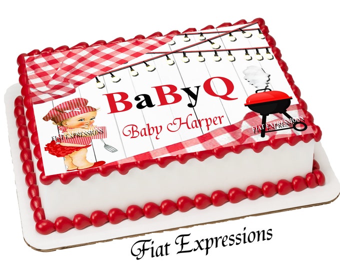 Baby-q Girl Red Baby Shower Edible Cake Image Digital File - Etsy