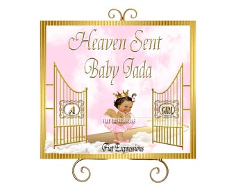 Pink Heaven Sent Prayer Wings Printable Party Backdrop Heaven - Etsy
