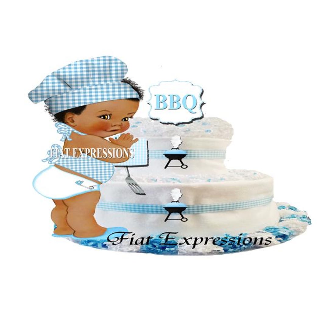 Baby-q Diaper Cake 2 Tier Blue With Boy and Potholder/baby-q Baby ...