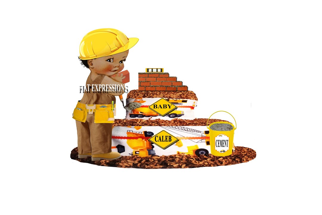 Construction Brick Wall Diaper Cake, 2 Tier Diaper Cake, Construction ...