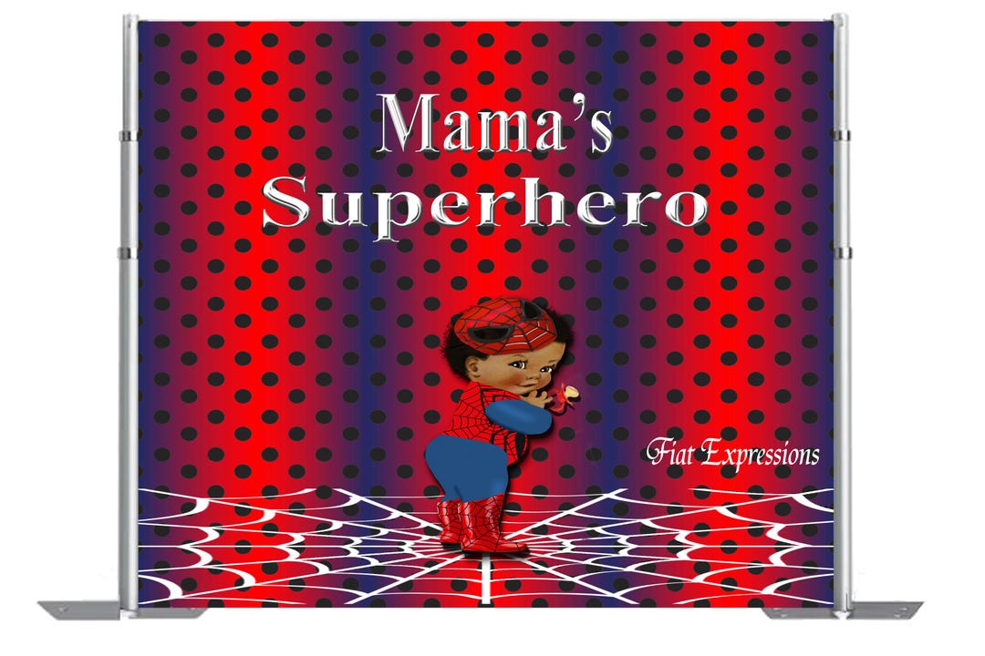 Spider Baby Superhero With Pacifier Baby Shower Poster Backdrop DIGITAL ...