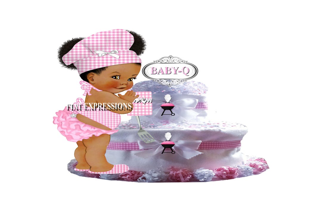 Baby-q Girl Diaper Cake, 2 Tier Pink With Potholder and Spatula, Baby-q ...