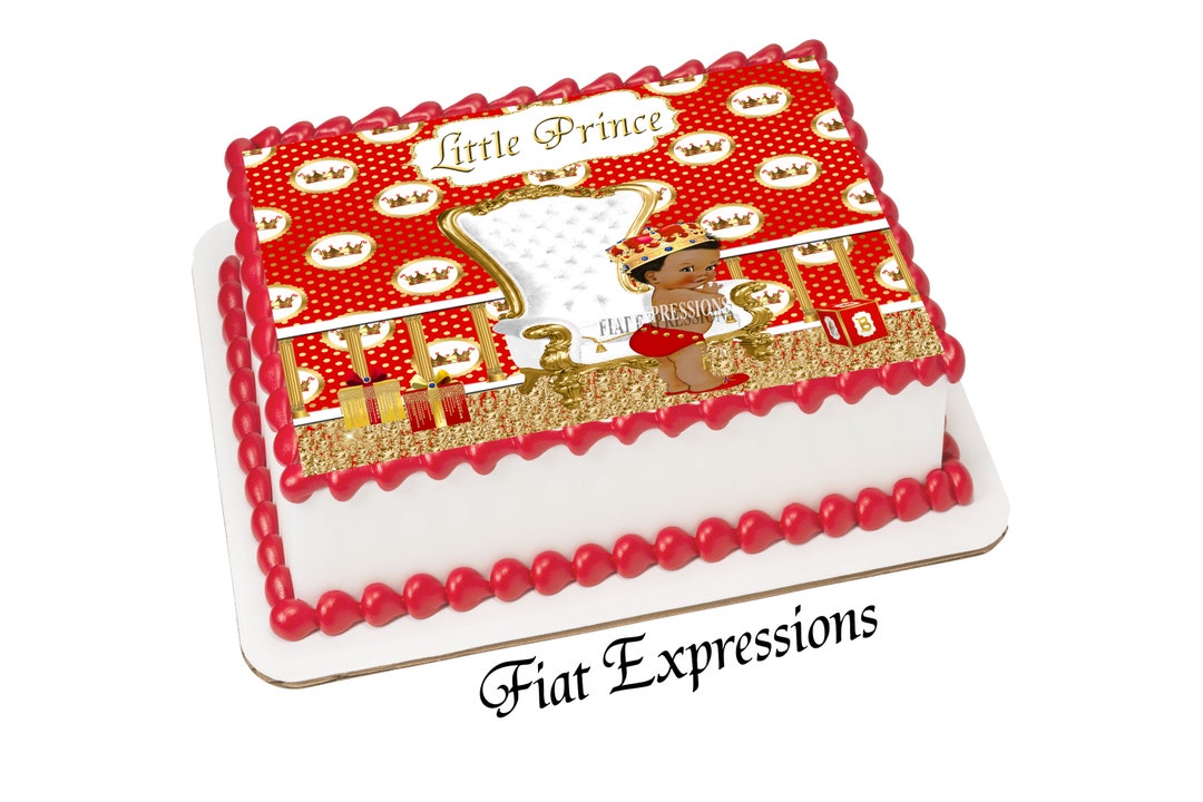 Prince Red & Gold Edible Cake Baby Shower Digital File - Etsy
