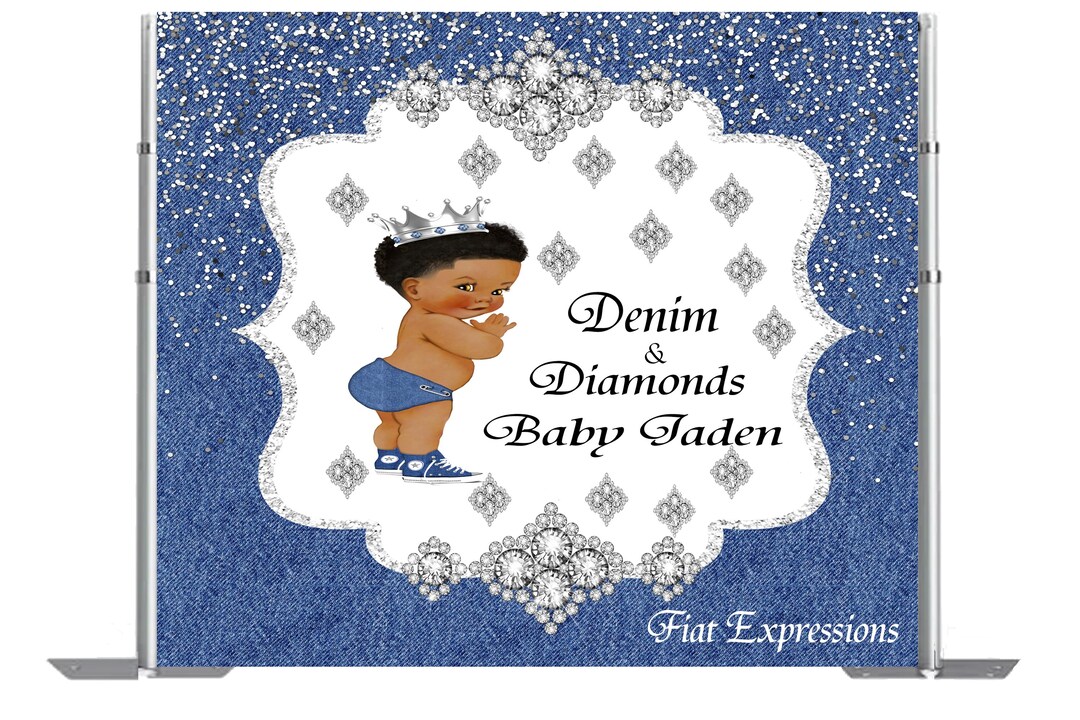 Denim & Diamonds Little Boy Baby Shower Poster Backdrop Digital File - Etsy
