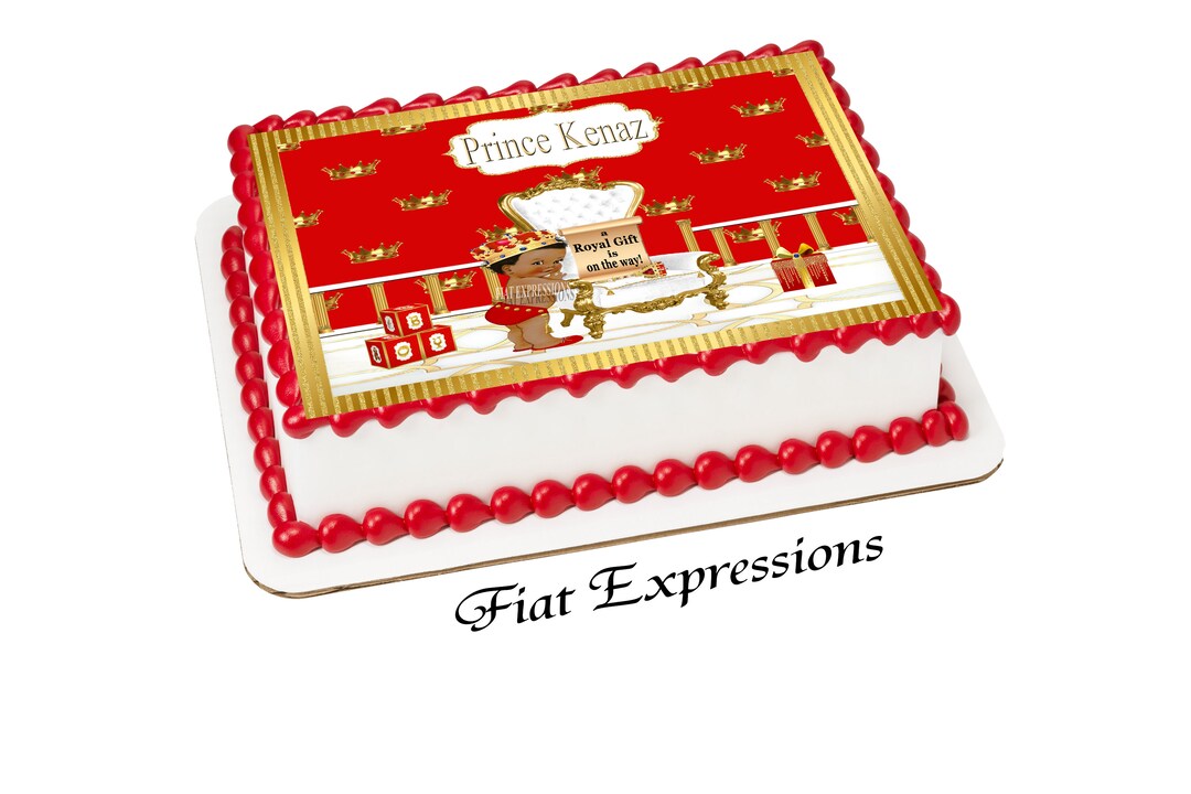 Prince Red & Gold Edible Cake Baby Shower Digital File - Etsy