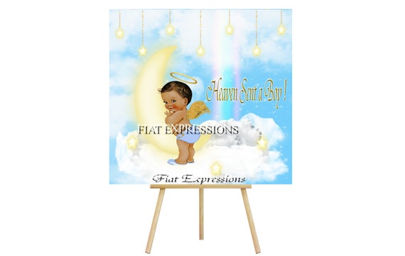 Heaven Sent Blue & Gold Poster Heaven Sent Baby Shower Poster Heaven ...