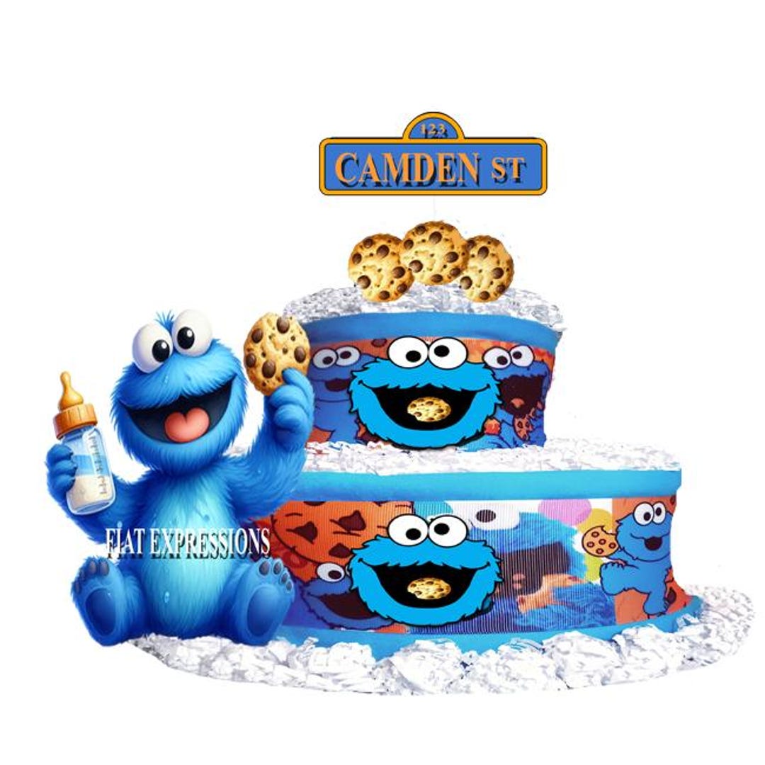 Cookie Diaper Cake 2 Tier Burp Cloth, With Baby Monster, Bottle ...