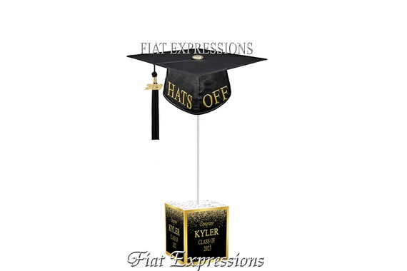 College Graduation Cap Centerpiece, Graduation Black and Gold ...