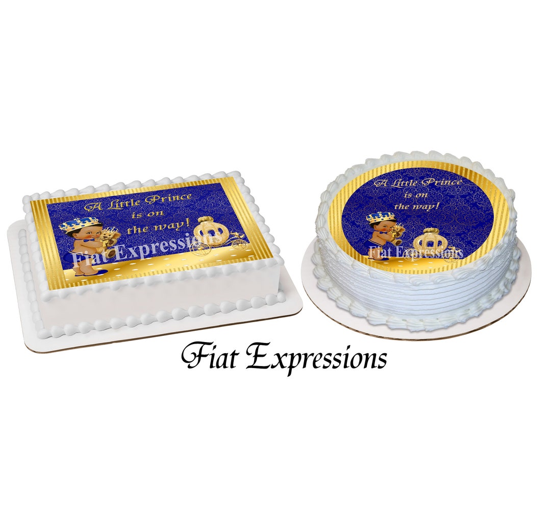 Prince Baby Shower Edible Cake Image Royal Blue Gold Digital File - Etsy