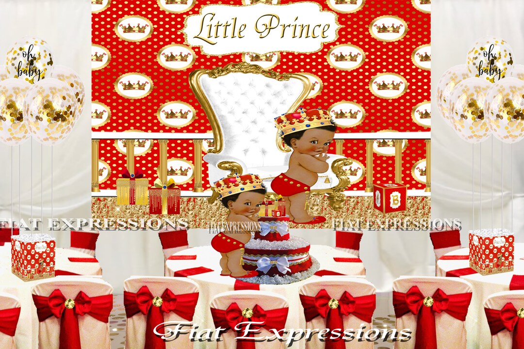 Prince and Gifts Red Gold Diaper Cake Centerpiece/prince Balloon ...
