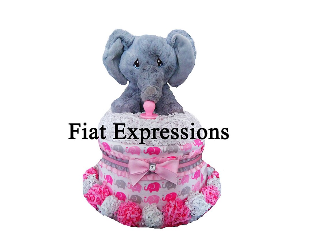 Elephant Diaper Cake Pink Diaper Cake Girl Diaper Cake - Etsy