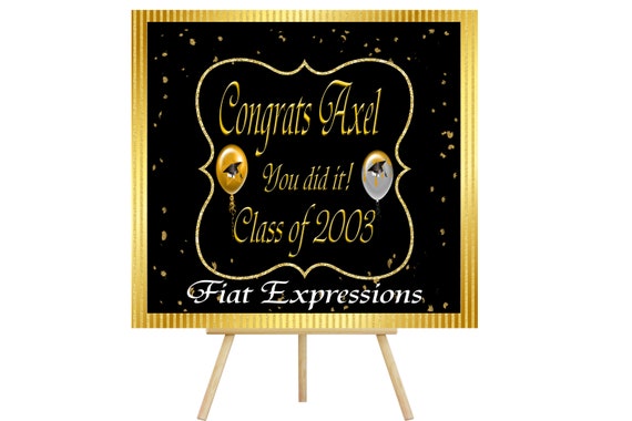 Graduation Black Gold Backdrop Graduation Décor Graduation Sign ...