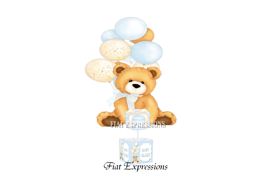 Teddy Bear Blue Baby Shower Table Centerpiece - Etsy