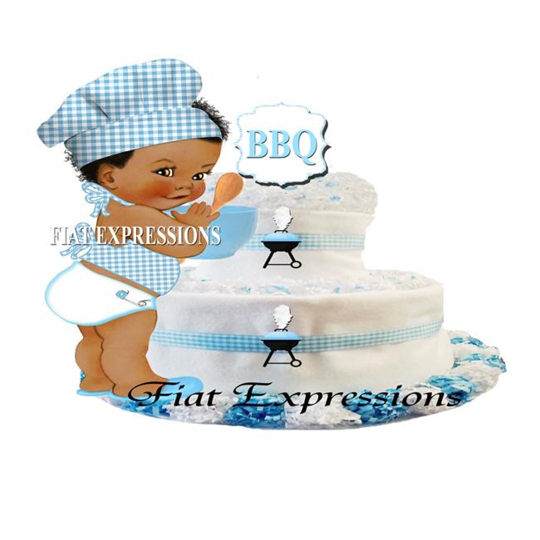 Baby-q Boy Diaper Cake 2 Tier Blue With Bowl and Wooden Spoon/baby-q ...