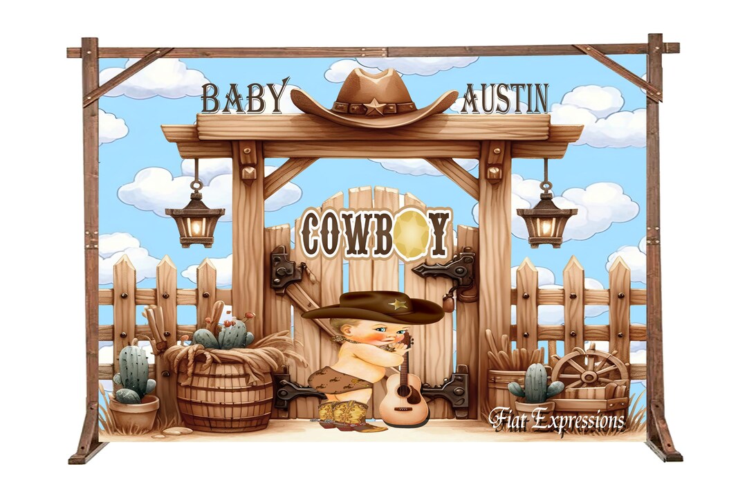Cowboy Brown Baby Shower Backdrop Digital File DIGITAL - Etsy