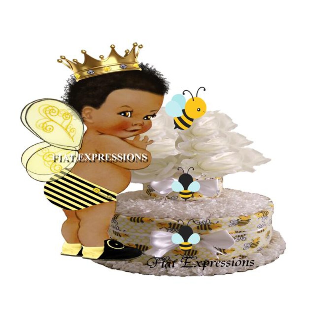 Bumble Bee Boy Diaper Cake 2 Tier With a Bushel of Roseses/bumble Bee ...