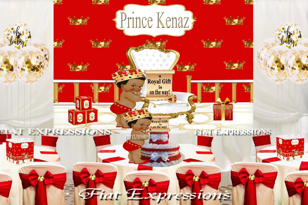 Prince and Scroll Red Gold Diaper Cake Centerpiece/prince Balloon ...