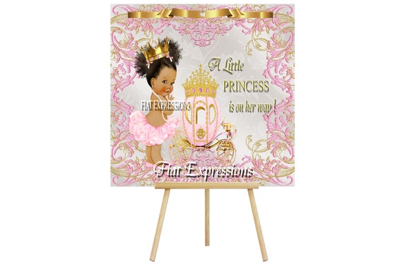 Princess Pink & Gold Baby Shower Poster Board, Princess Baby Shower ...