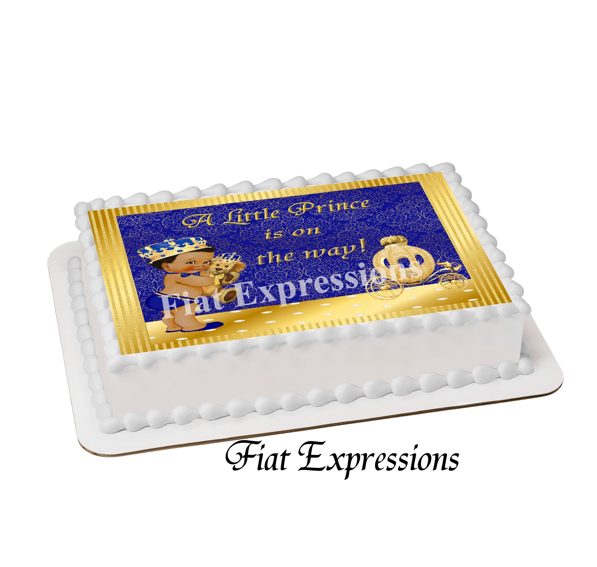Prince Baby Shower Edible Cake Image Royal Blue Gold Digital File - Etsy