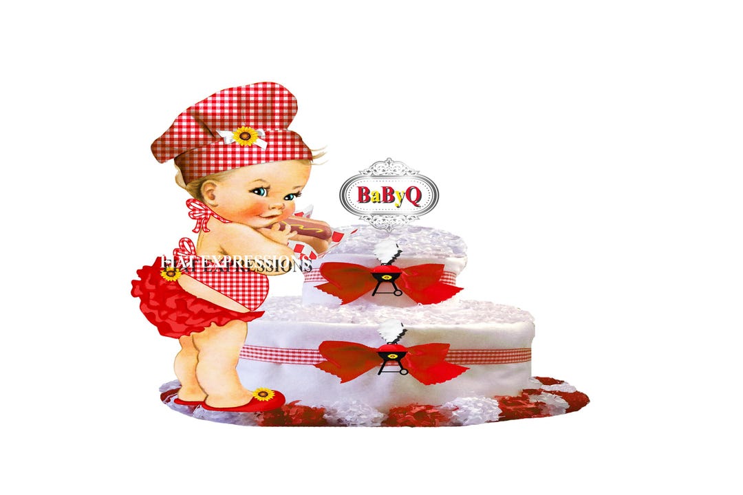 Baby-q Diaper Cake, 2 Tier Diaper Cake, Girl and Hot Dog Diaper Cake ...