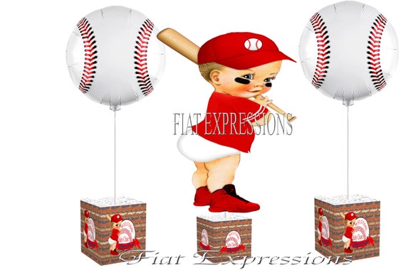 Baseball Centerpiece with Balloons Baby Shower Centerpiece Decorations ...