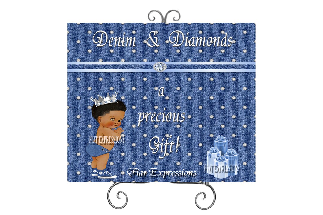 Denim & Diamonds Boy Baby Shower Poster Backdrop Digital File - Etsy