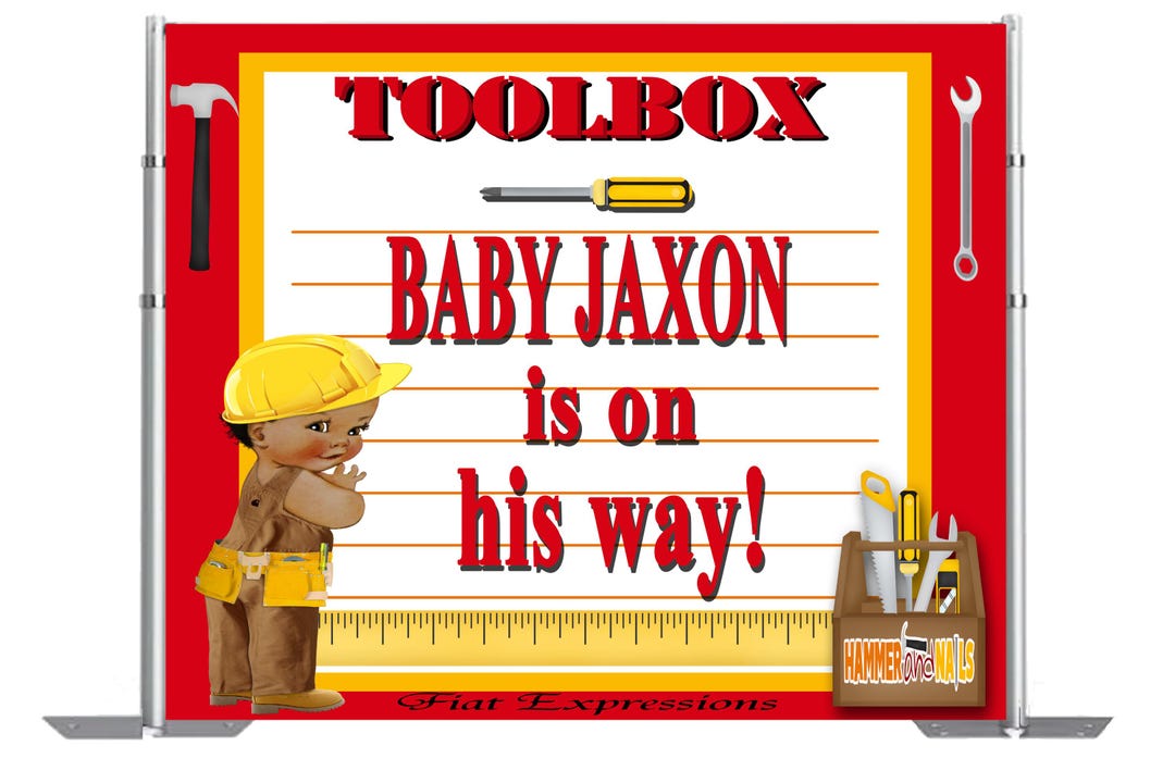 Construction Boy & Toolbox Baby Shower Backdrop Digital File DIGITAL - Etsy