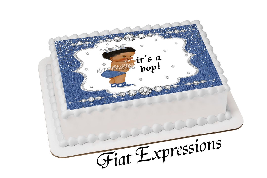 Denim & Diamonds Boy Edible Cake Image Digital File - Etsy